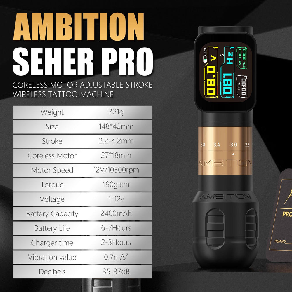 Ambition Seher Pro Wireless Tattoo Machine